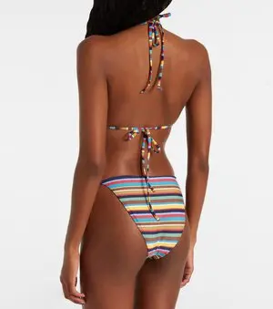 Staud Lido Striped Halterneck Bikini Top - Multicoloured