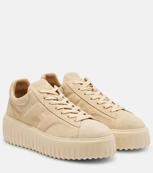 Hogan H-stripes Suede Platform Sneakers - Beige