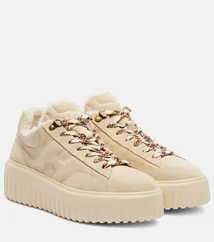 Hogan H-stripes Suede Platform Sneakers - Beige