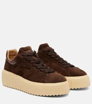 Hogan H-stripes Suede Platform Sneakers - Brown