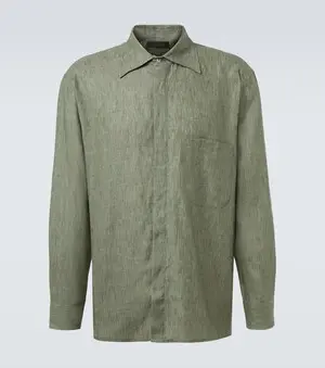 SAMAN AMEL Resort Linen Shirt - Green