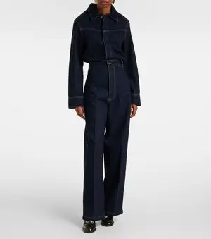 Victoria Beckham High-rise Wide-leg Jeans In Mid Wash - Blue