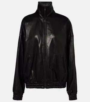 Acne Studios Logo Leather Jacket - Black