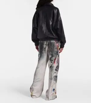 Acne Studios Logo Leather Jacket - Black