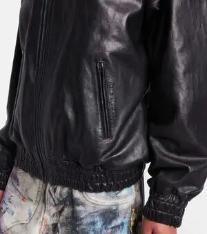 Acne Studios Logo Leather Jacket - Black