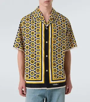 Valentino Garavani Bulles Royales Cotton Poplin Bowling Shirt - Yellow