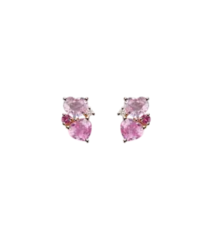 SYDNEY EVAN 14kt Gold Sapphire And Diamond Stud Earrings - Pink