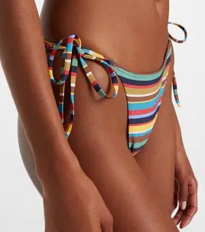 Staud Sisley Striped Low-rise Bikini Bottoms