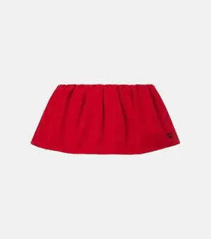Miu Miu Gathered Cotton Poplin Miniskirt - Red