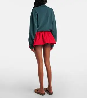 Miu Miu Gathered Cotton Poplin Miniskirt - Red