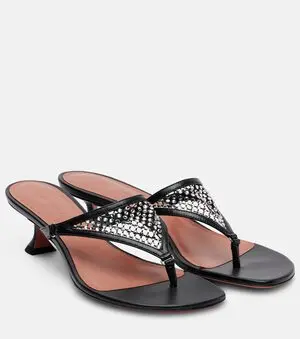 Amina Muaddi Cameron 45 Crystal-embellished Thong Sandals - Black