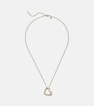 SYDNEY EVAN Fluted Heart Pendant Necklace With Diamonds - Gold