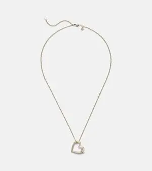 SYDNEY EVAN Fluted Heart Pendant Necklace With Diamonds - Gold