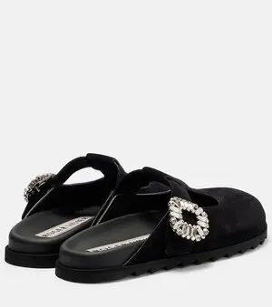 ROGER VIVIER Slidy Viv' Suede Mules - Black
