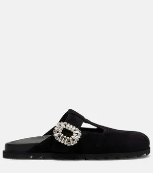 ROGER VIVIER Slidy Viv' Suede Mules - Black