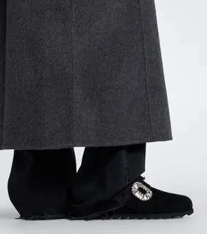 ROGER VIVIER Slidy Viv' Suede Mules - Black