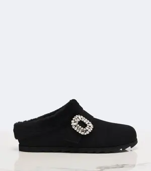 ROGER VIVIER Slidy Viv' Suede Mules - Black
