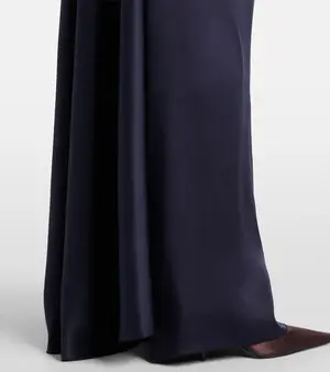 Victoria Beckham Lace-trimmed Satin Maxi Dress - Blue