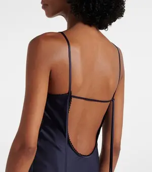 Victoria Beckham Lace-trimmed Satin Maxi Dress - Blue