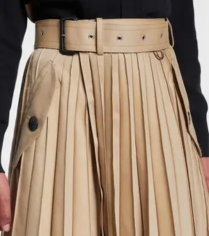 Sacai Cotton-blend Gabardine Midi Skirt - Beige