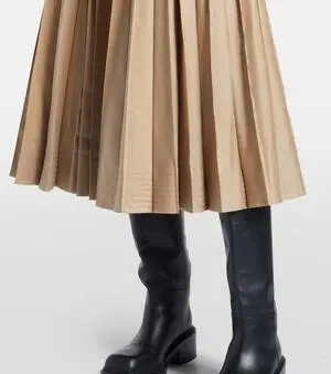 Sacai Cotton-blend Gabardine Midi Skirt - Beige