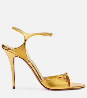 Amina Muaddi Adut 105 Metallic Leather Sandals