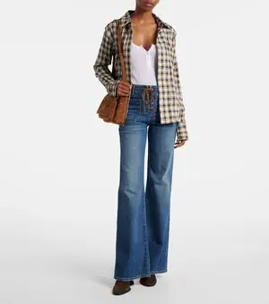 NILI LOTAN Florence Mid-rise Flared Jeans - Blue