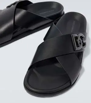 Dolce & Gabbana Leather Slides - Black