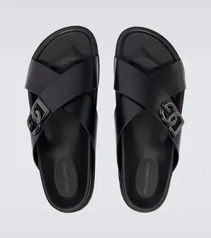 Dolce & Gabbana Leather Slides - Black
