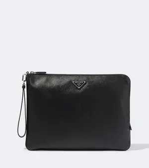 Prada Saffiano Leather Pouch - Black