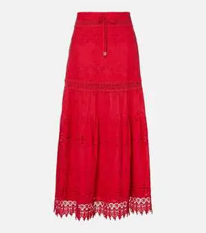 Melissa Odabash Alessia Cotton Maxi Skirt Red