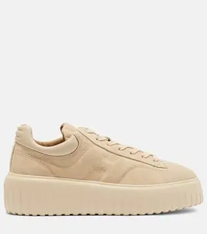 Hogan H-stripes Suede Platform Sneakers - Beige