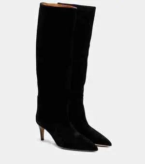 Paris Texas Suede Knee-high Boots - Black