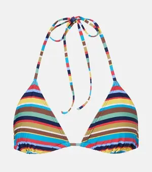 Staud Lido Striped Halterneck Bikini Top - Multicoloured