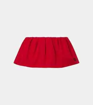Miu Miu Gathered Cotton Poplin Miniskirt - Red
