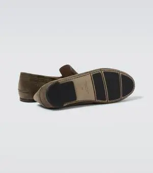Manolo Blahnik Alder Suede Loafers - Green