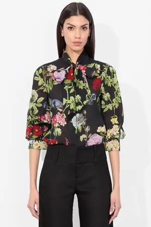 Alice + Olivia Lloyd Slit Sleeve Blouse