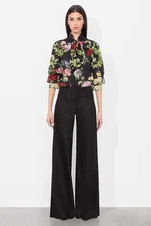 Alice + Olivia Lloyd Slit Sleeve Blouse
