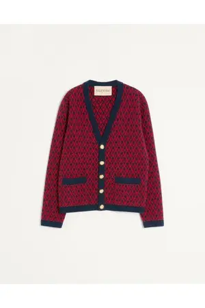 Valentino Garavani Wool Cardigan With Toute La V Pattern