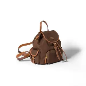 Miu Miu Canvas And Leather Backpack - Cocoa Brown/brandy