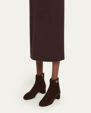 Prada Suede Ankle Booties - Moro