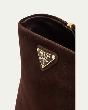 Prada Suede Ankle Booties - Moro