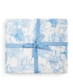 Harrods Cotton Embroidered Toile De Jouy Tablecloth - Blue