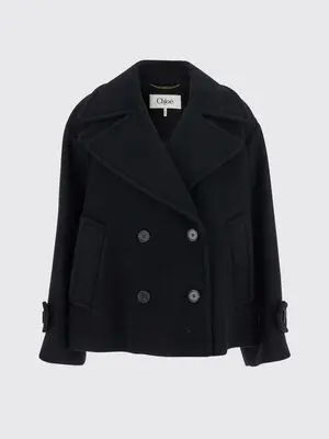 Chloé Double-breasted Wool Blend Pea Coat - Black