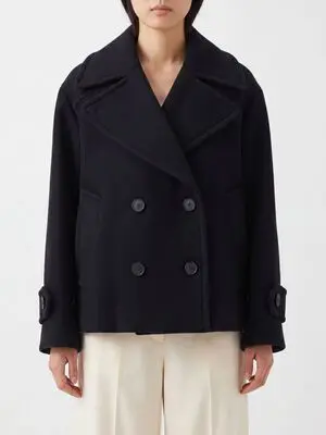 Chloé Double-breasted Wool Blend Pea Coat - Black