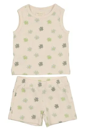 MANIÈRE Floral Ribbed Tank And Shorts Set