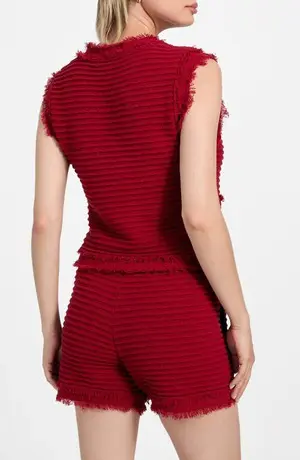 Guess Malina Bouclé Ottoman Stitch Vest - Siren Red
