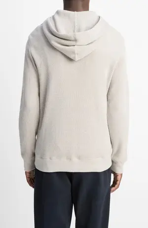 Vince Mouline Thermal Pima Cotton Hoodie - Putty/ Off White