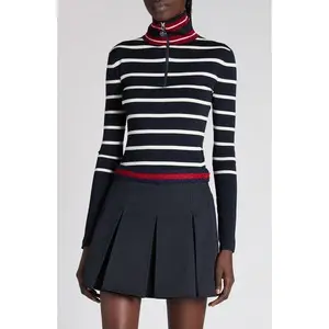 Moncler Virgin Wool Quarter Zip Pullover - Stripe