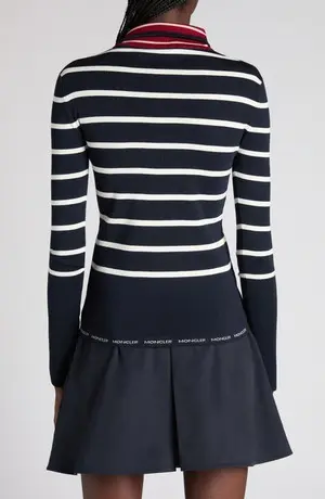 Moncler Virgin Wool Quarter Zip Pullover - Stripe